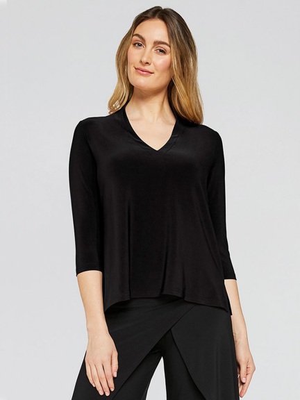 3/4 Sleeve Deep V Top by Sympli at Hello Boutique