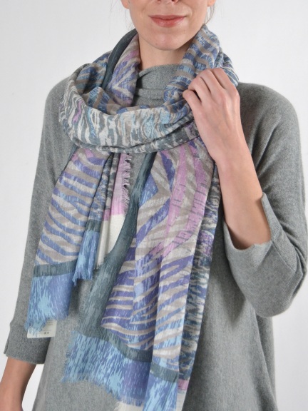 Animal Ikat Scarf by Kinross Cashmere at Hello Boutique