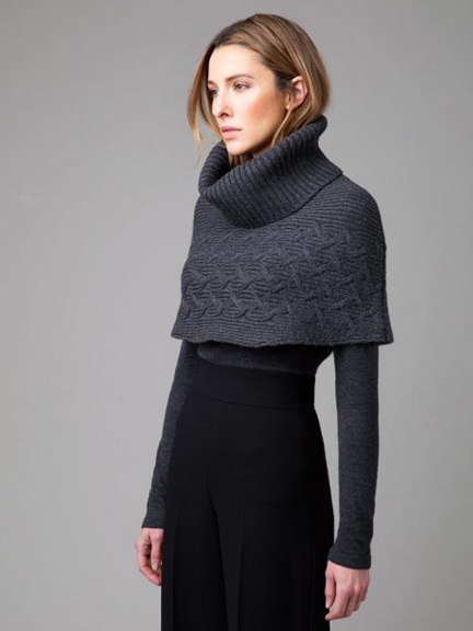 Cable Cowl Poncho by Kinross Cashmere at Hello Boutique
