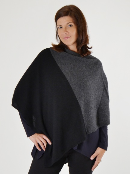 Colorblock Poncho by Kinross Cashmere at Hello Boutique