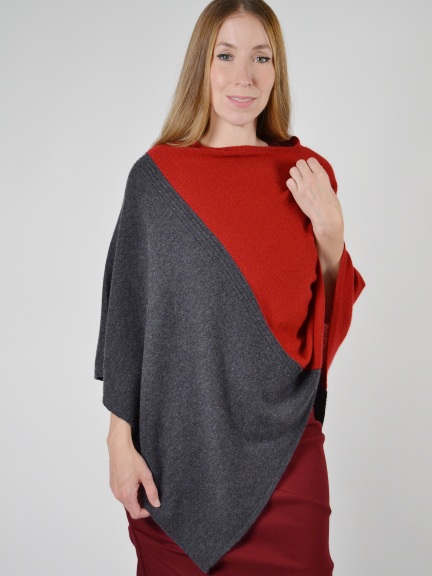 Colorblock Poncho by Kinross Cashmere at Hello Boutique
