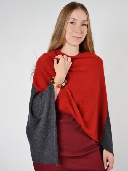 Colorblock Poncho by Kinross Cashmere at Hello Boutique