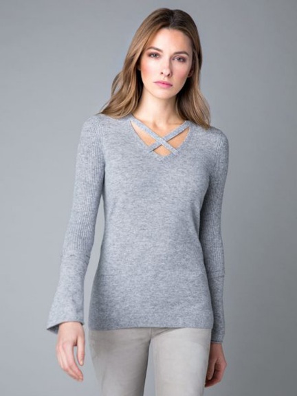 Crossover Tee by Kinross Cashmere at Hello Boutique
