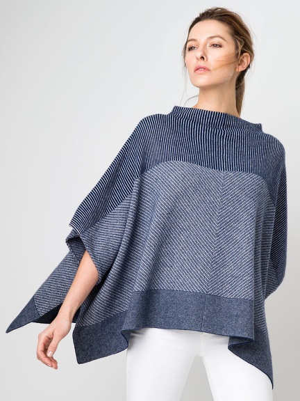 Jacquard Poncho by Kinross Cashmere at Hello Boutique