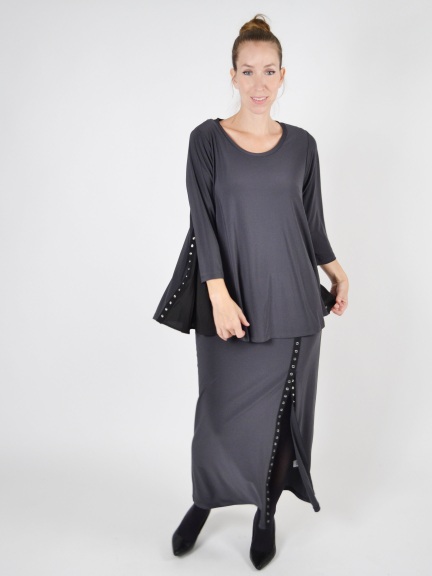 Snap Long Skirt by Sun Kim at Hello Boutique