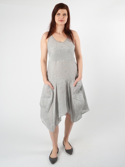 Stripe Curved Dress by Inizio at Hello Boutique